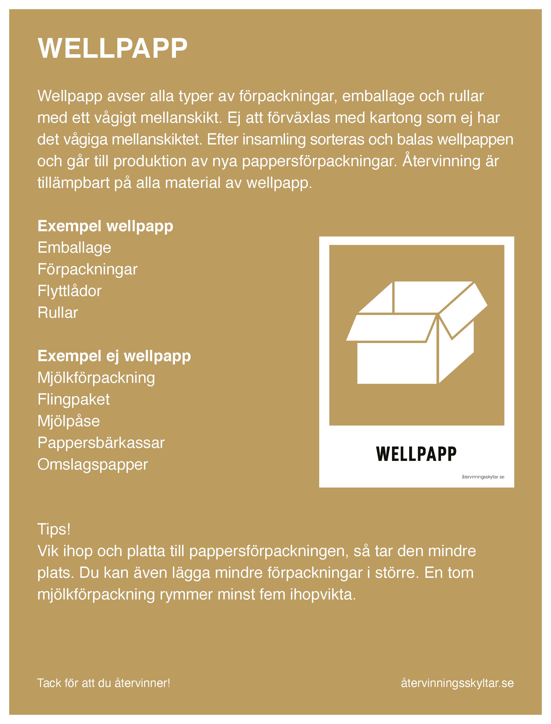 Information sign for waste sorting of paper packaging – Återvinningsskyltar